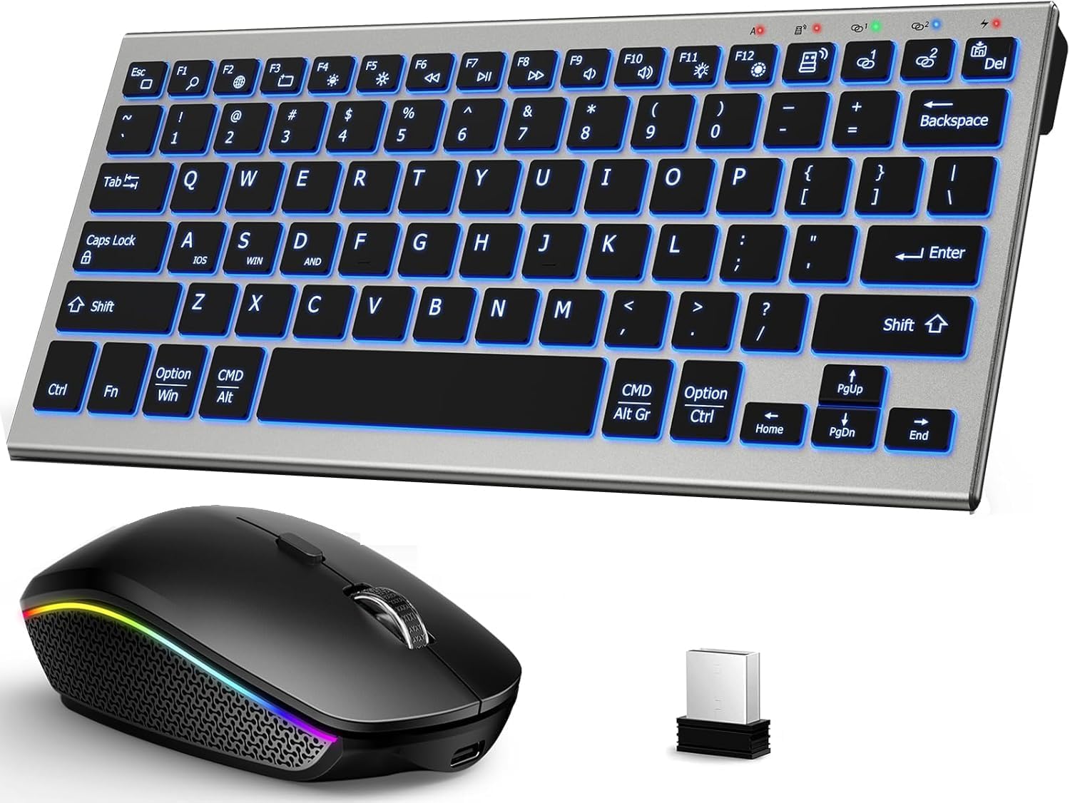 Wireless Keyboard and Mouse Combo | Backlit, Multi-Device Bluetooth & 2 ...