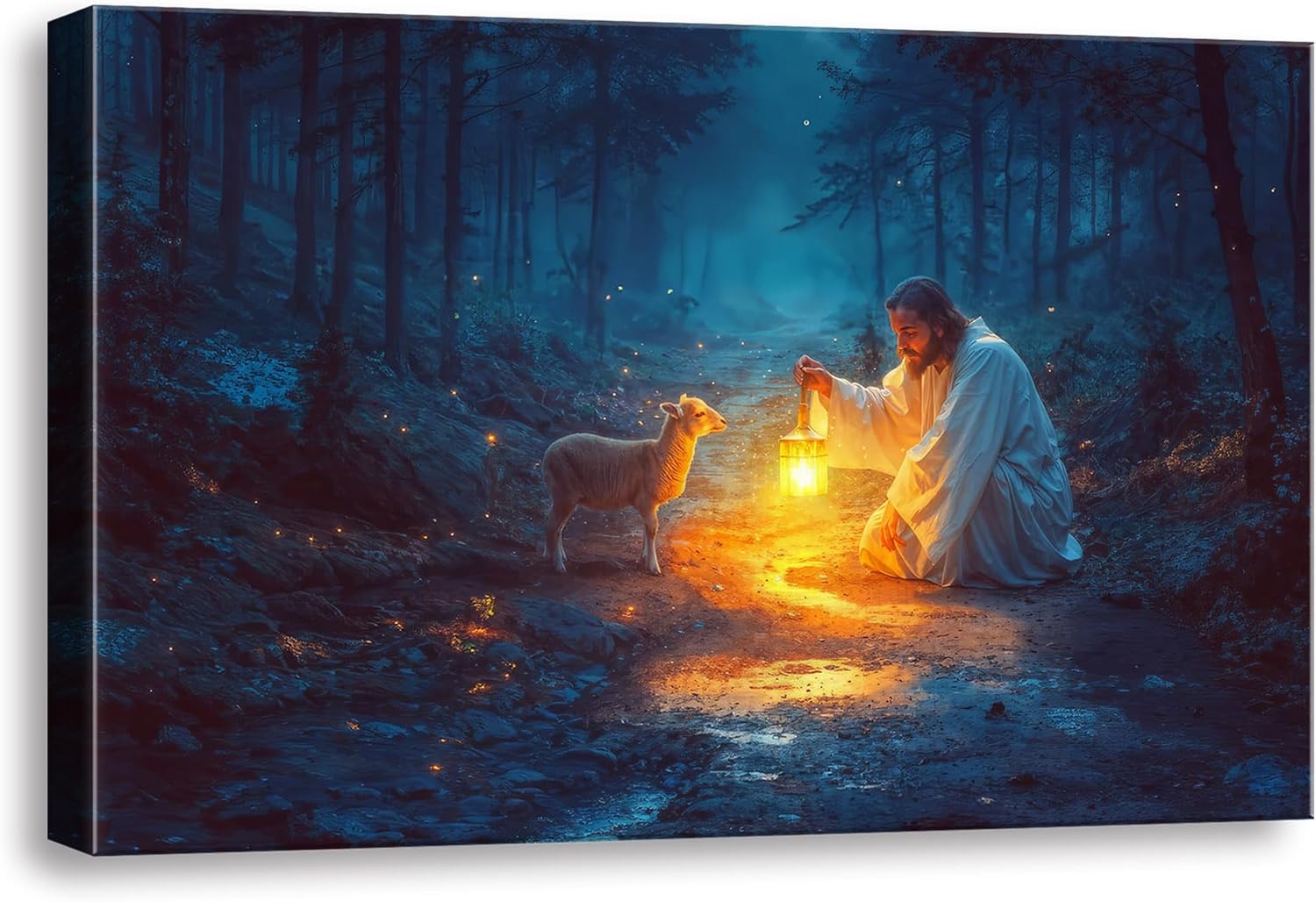 Jesus Running After Lost Lamb Canvas Wall Decor (24"x16") | Serenity ...